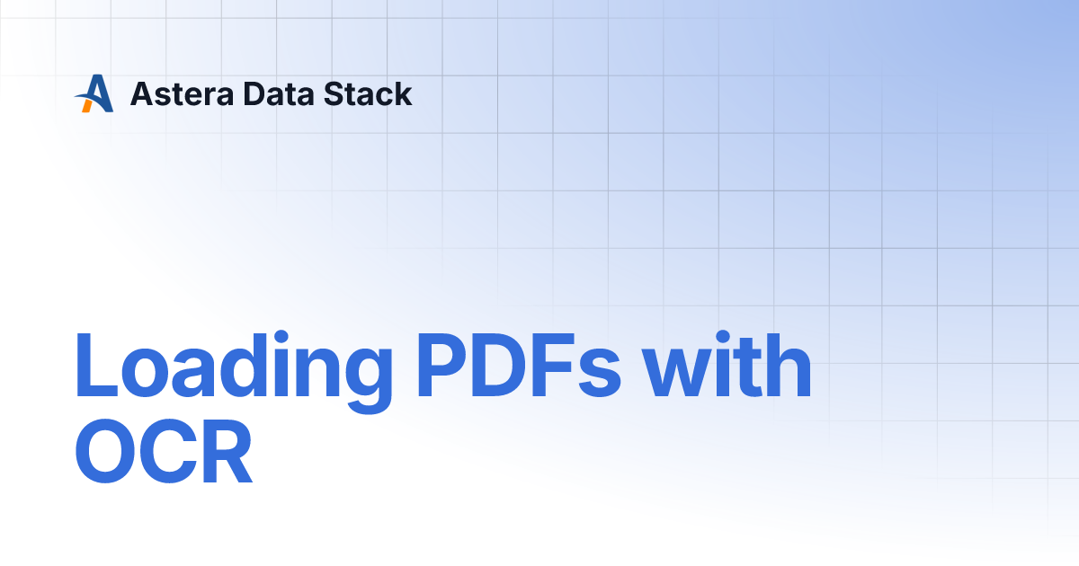 Loading PDFs with OCR | Astera Data Stack