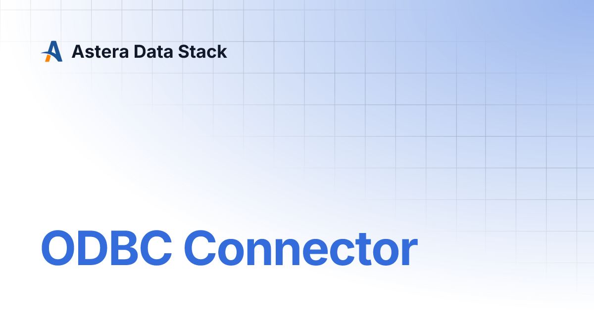 Odbc Connector Astera Data Stack