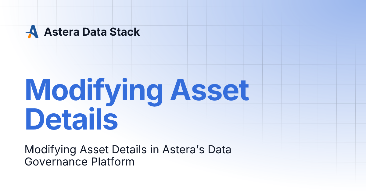 Modifying Asset Details | Version 11 | Astera Data Stack