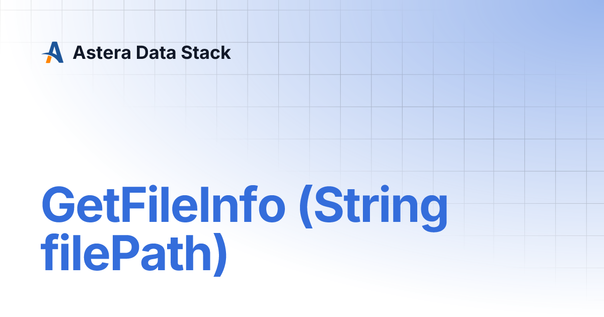 GetFileInfo (String filePath) | Version 11 | Astera Data Stack