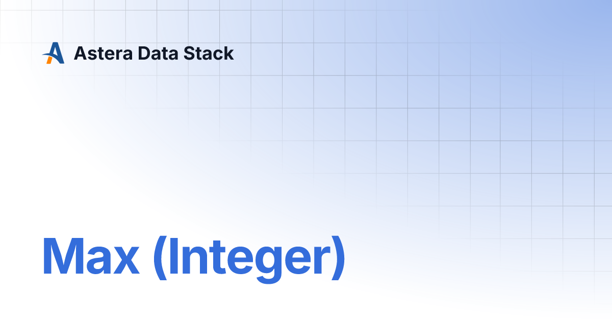 Max (Integer) | Astera Data Stack