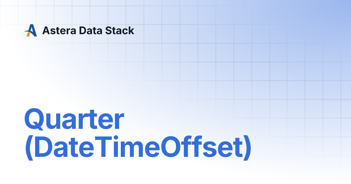 Quarter (DateTimeOffset) | Astera Data Stack