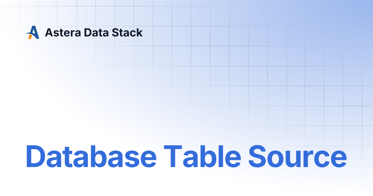 Database Table Source | Astera Data Stack